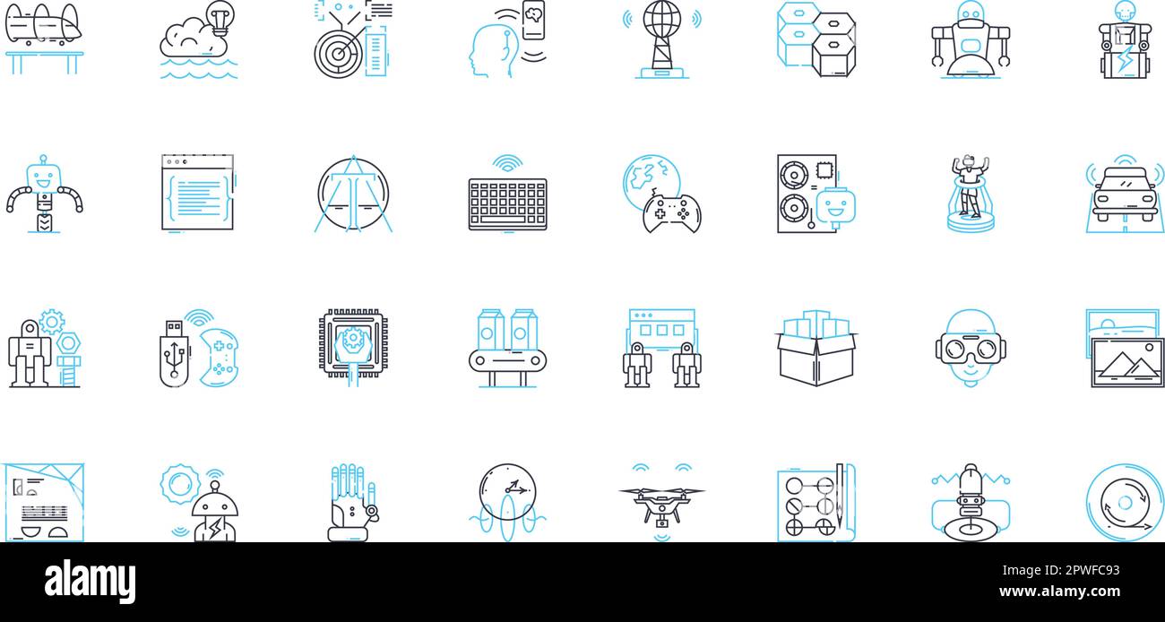 Laser printing linear icons set. Tr, Fuser, Resolution, Cartridge ...