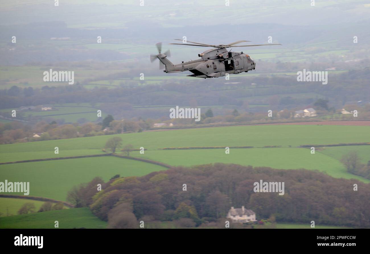 Two Royal Navy Merlin aircraft from 845 Squadron Command Helicopter ...