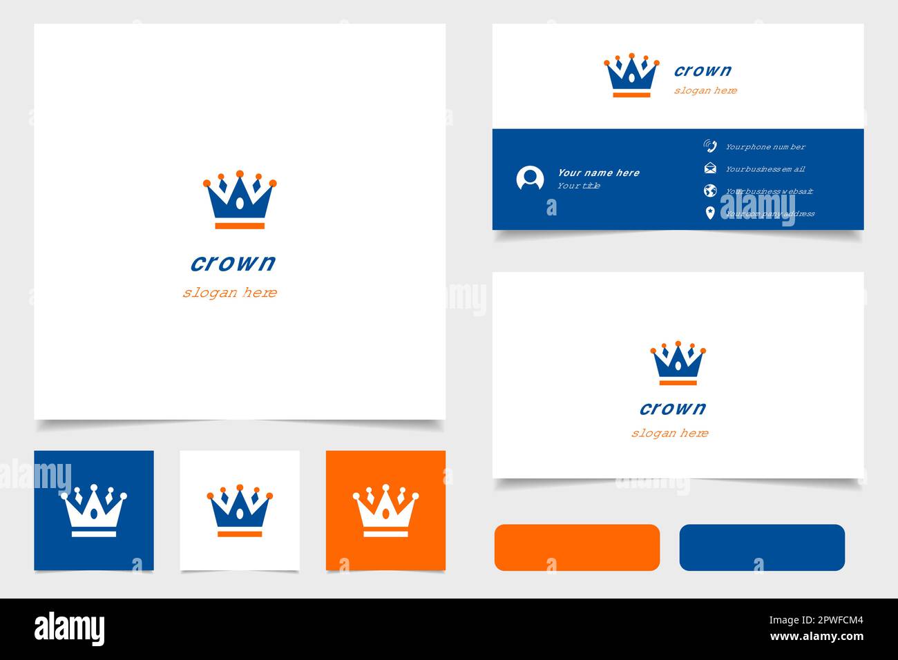 Crown logo design with editable slogan. Branding book and business card ...