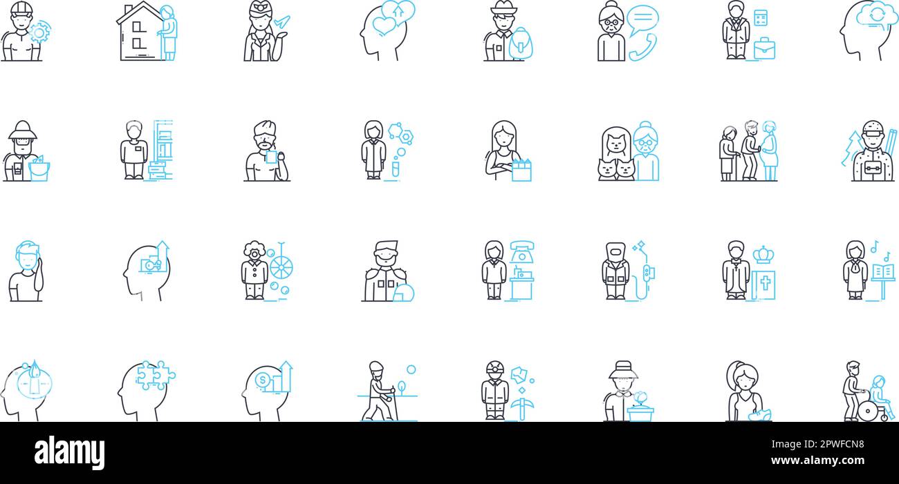 Sociology Linear Icons Set Culture Identity Inequality Norms Power Class Race Line Vector