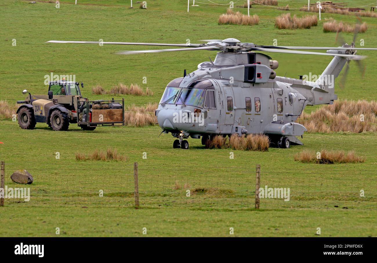 Two Royal Navy Merlin aircraft from 845 Squadron Command Helicopter ...