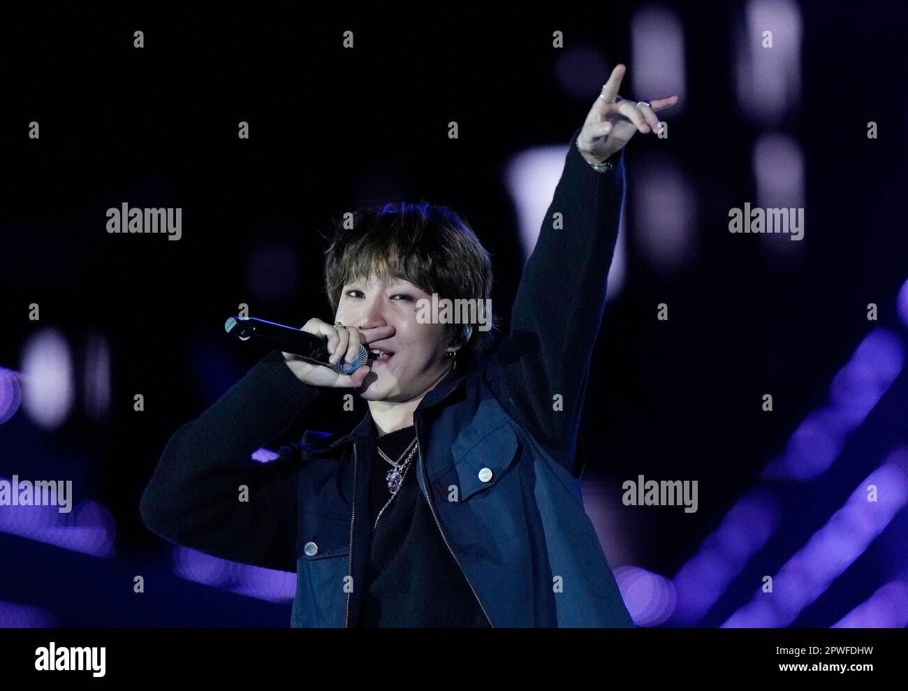 K-pop singer BE'O performs during a K-Pop concert as part of Seoul ...