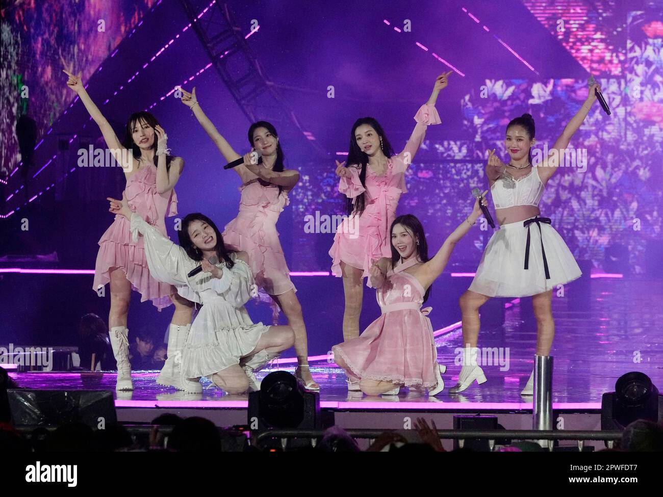 K-pop group OH MY GIRL perform during a K-Pop concert as part of Seoul Festa 2023 at Jamsil ...