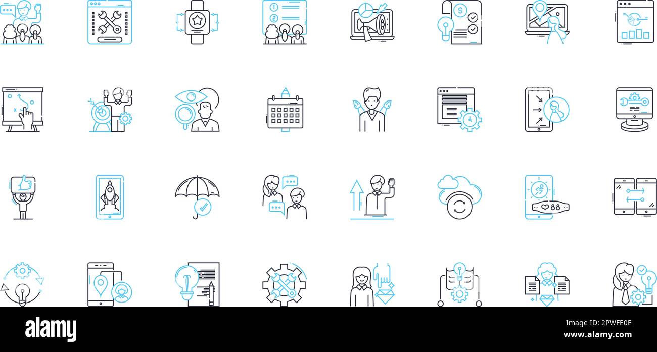 Search Engine Optimization Linear Icons Set Keywords Rankings Content Backlinks Analytics