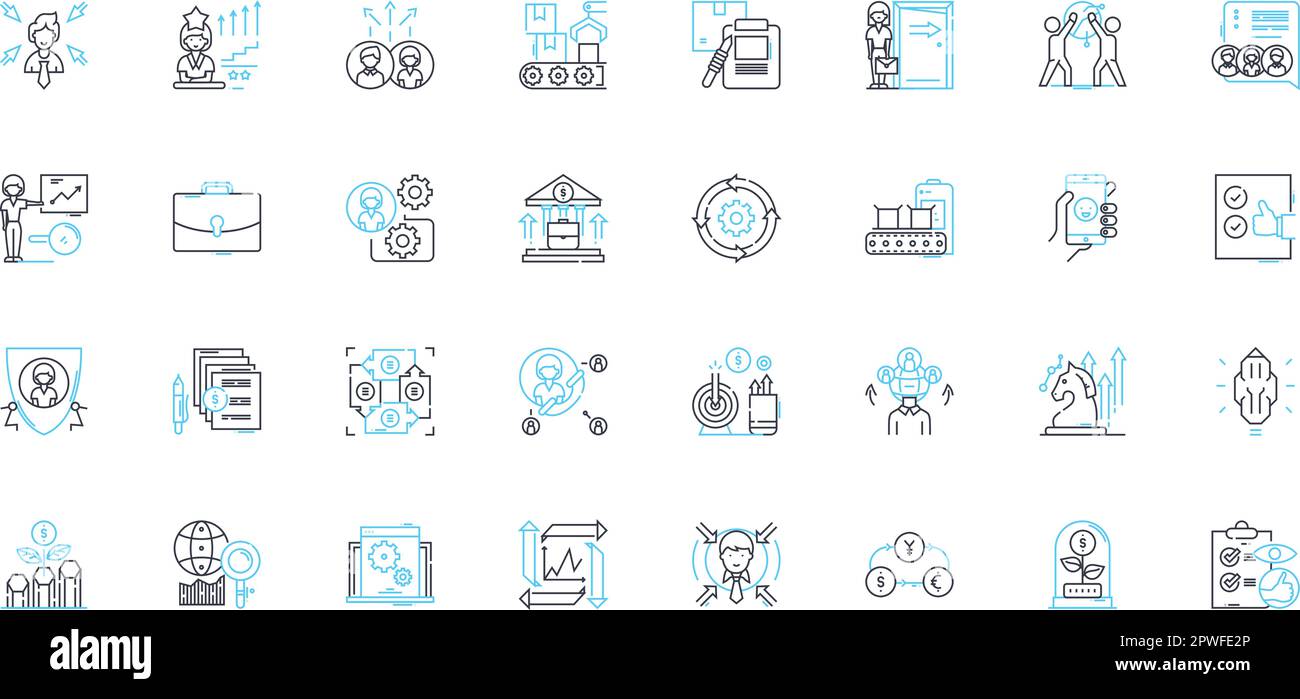 Wealth Building linear icons set. Investment, Stocks, Real estate ...