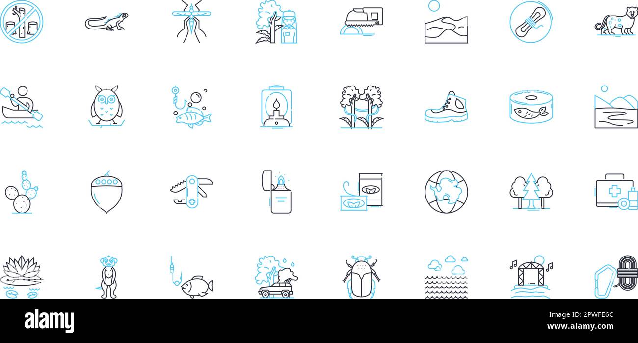 Environment Linear Icons Set Sustainability Conservation Pollution