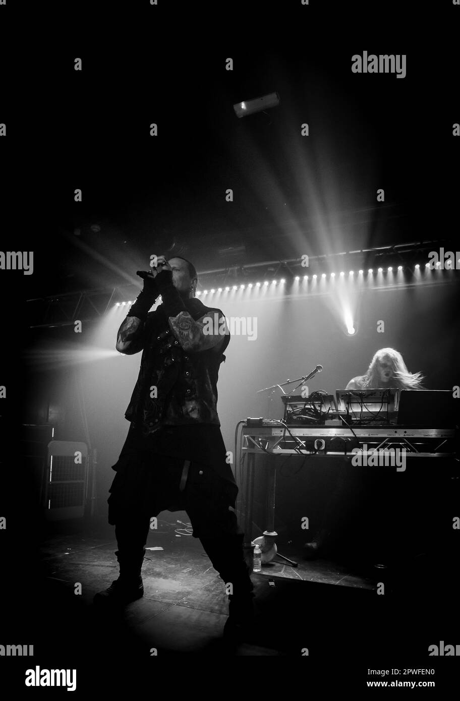 Combichrist, performing at the O2 Academy, Leicester, UK as part of the ...