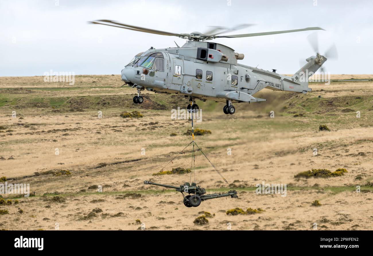 Two Royal Navy Merlin aircraft from 845 Squadron Command Helicopter ...
