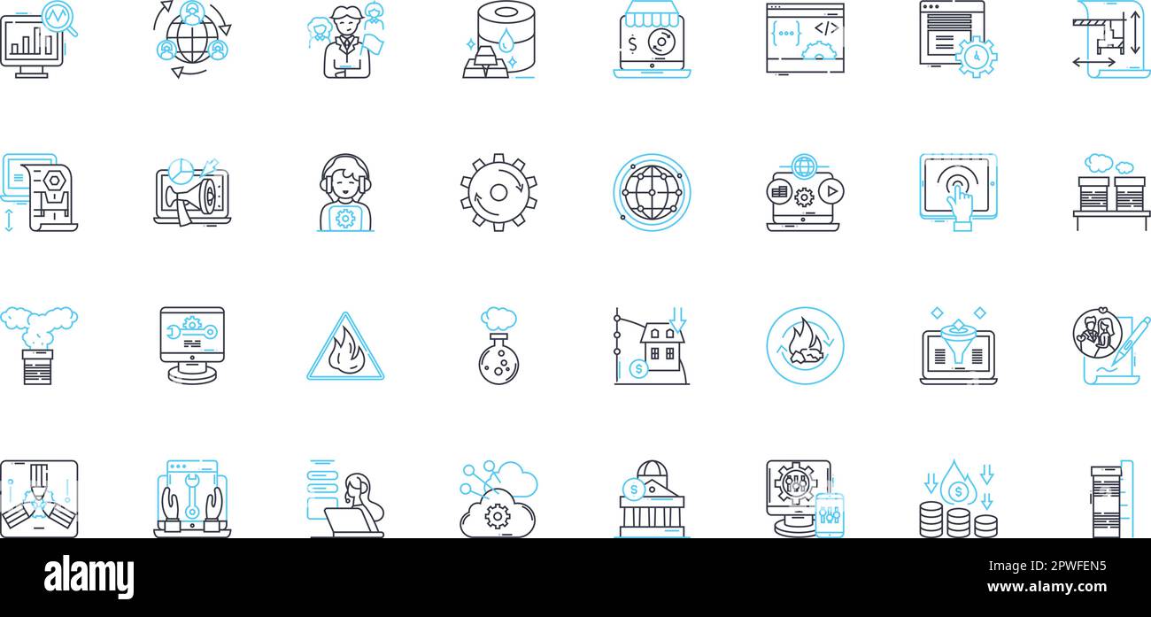 Business growth linear icons set. Expansion, Progress, Development ...