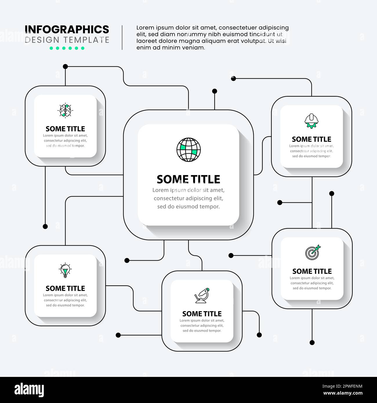 Infographic template with icons and 6 options or steps. Technology ...