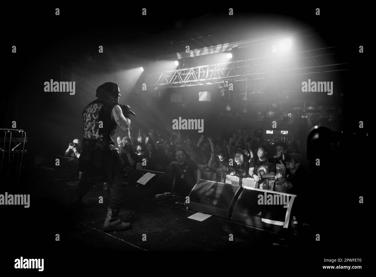 Combichrist, performing at the O2 Academy, Leicester, UK as part of the ...