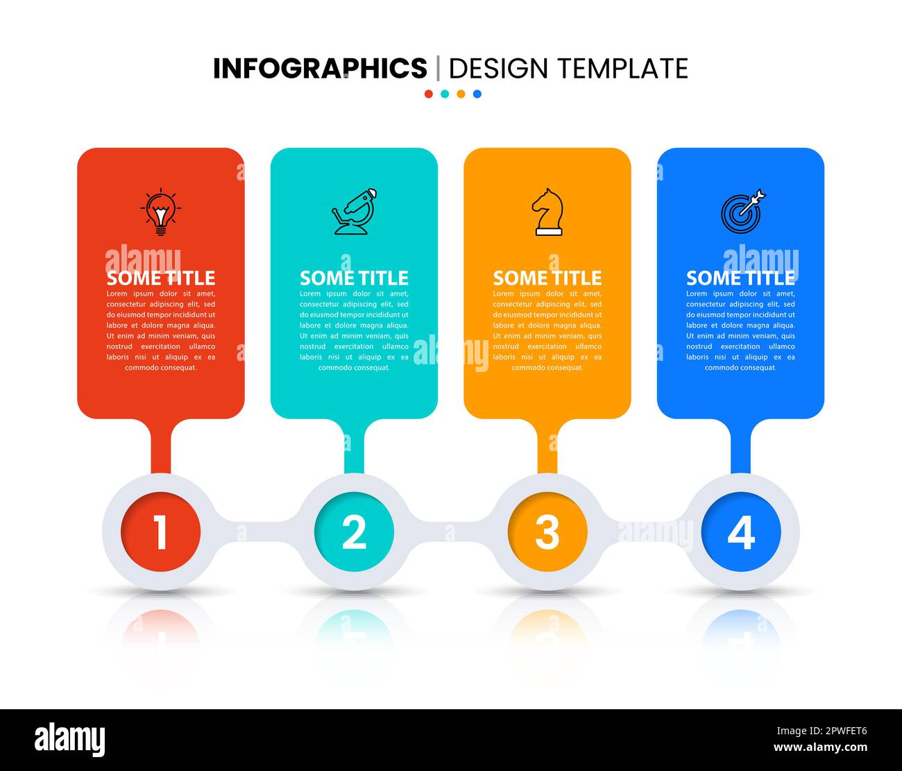 Infographic template with icons and 4 options or steps. Can be used for ...