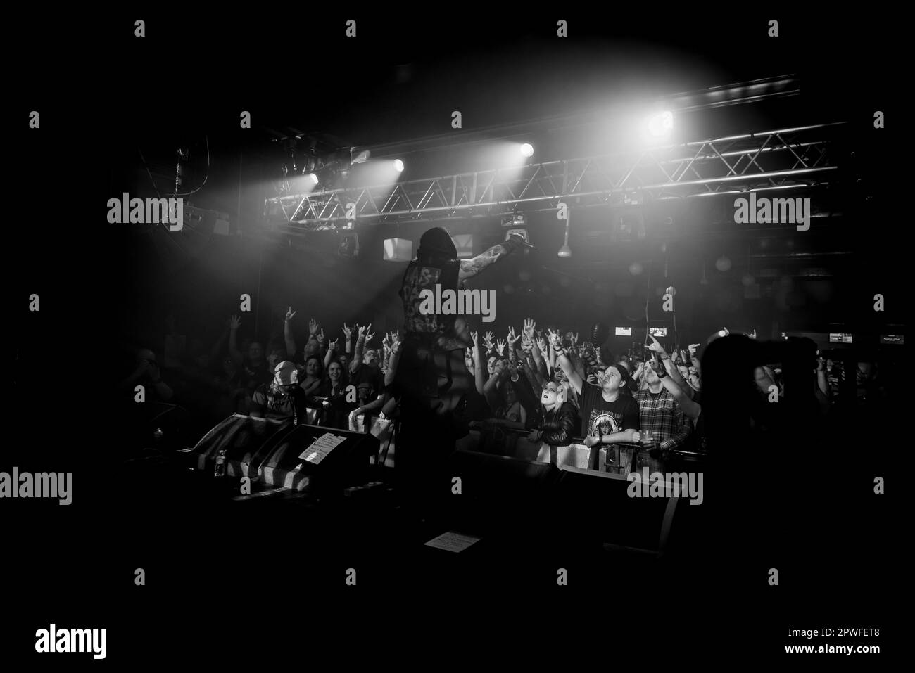 Combichrist, performing at the O2 Academy, Leicester, UK as part of the ...