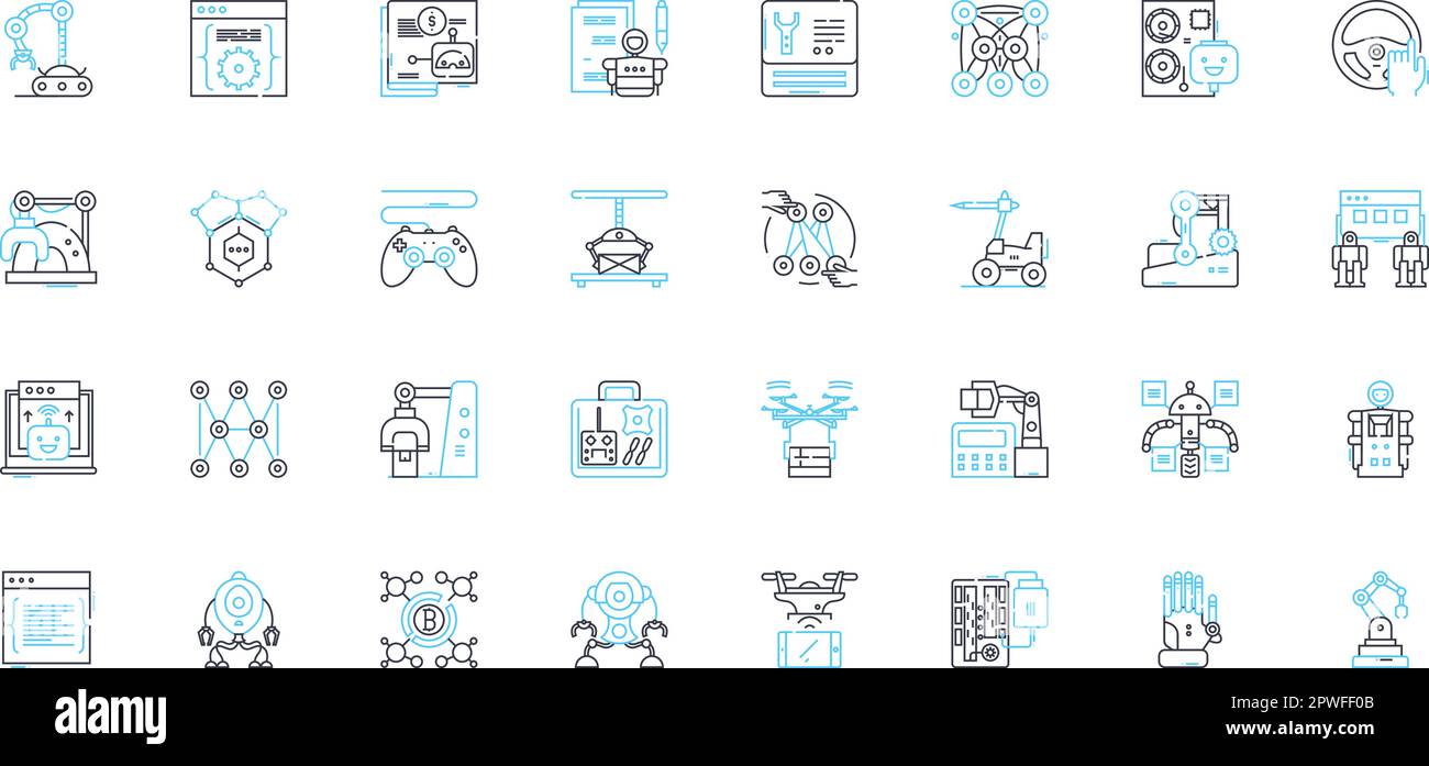 Automation Engineering Linear Icons Set Robotics Mechatronics