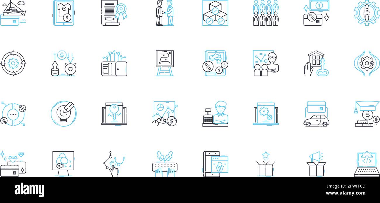 Cash income linear icons set. Earnings, Pay, Profit, Income, Wages ...