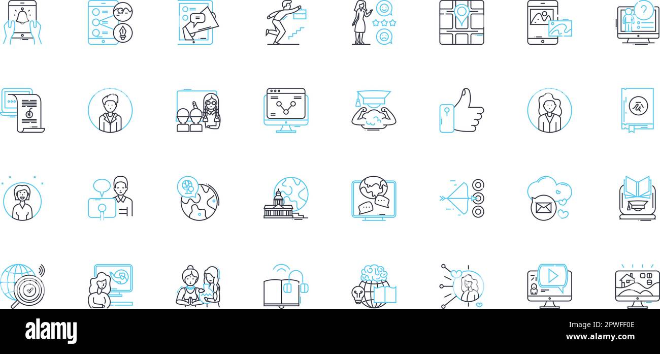 Content creator linear icons set. Influencer, Vlogger, Blogger, Creator ...