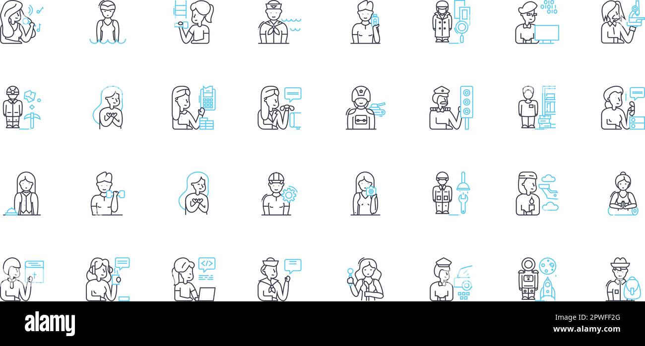 Entrepreneur linear icons set. Innovator, Risk-taker, Dreamer ...