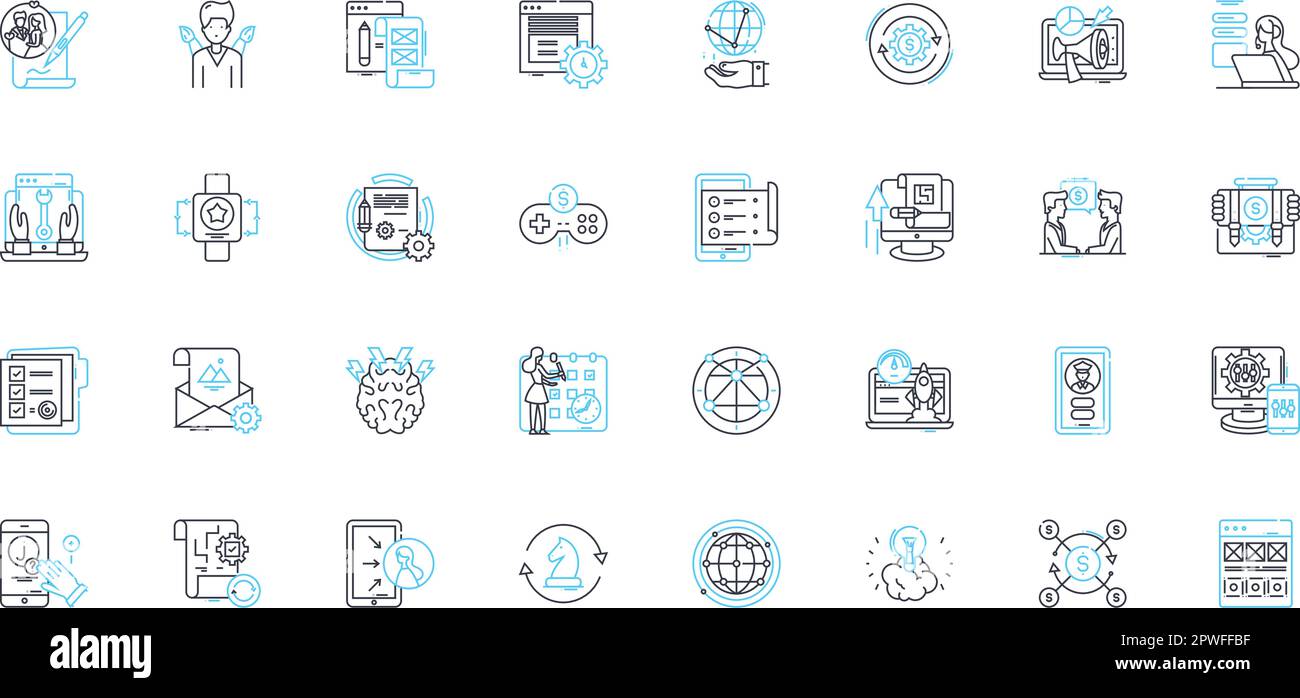 Business ventures linear icons set. Entrepreneurship, Innovation ...