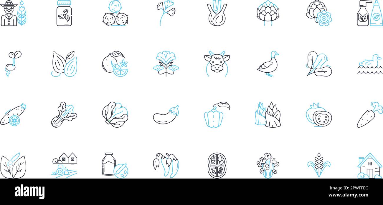 Agriculture Cultivation linear icons set. Farming, Cultivation, Harvest ...