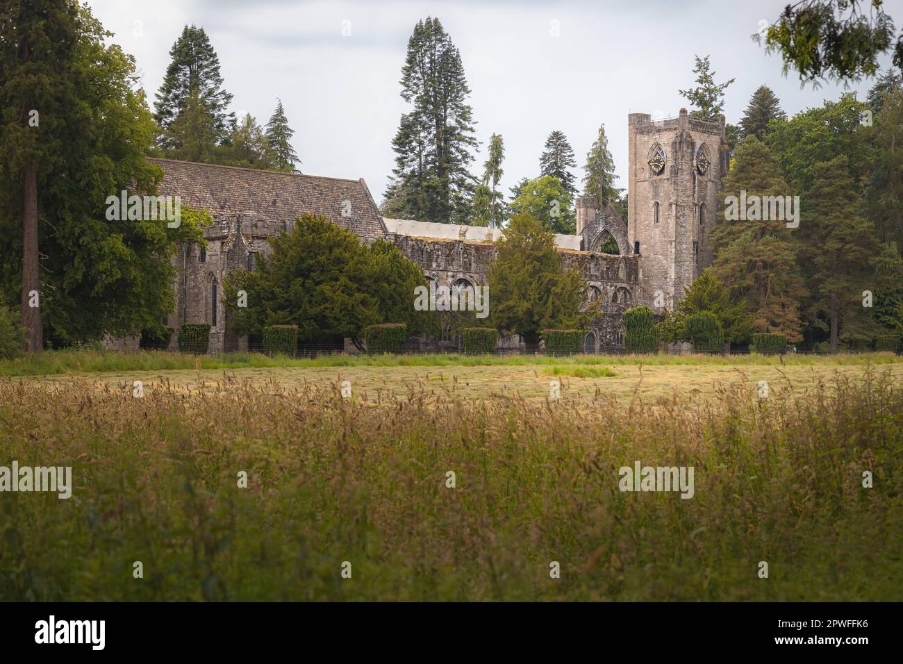 Medieval, gothic style Presbyterian church Dunkeld Cathedral in its ...