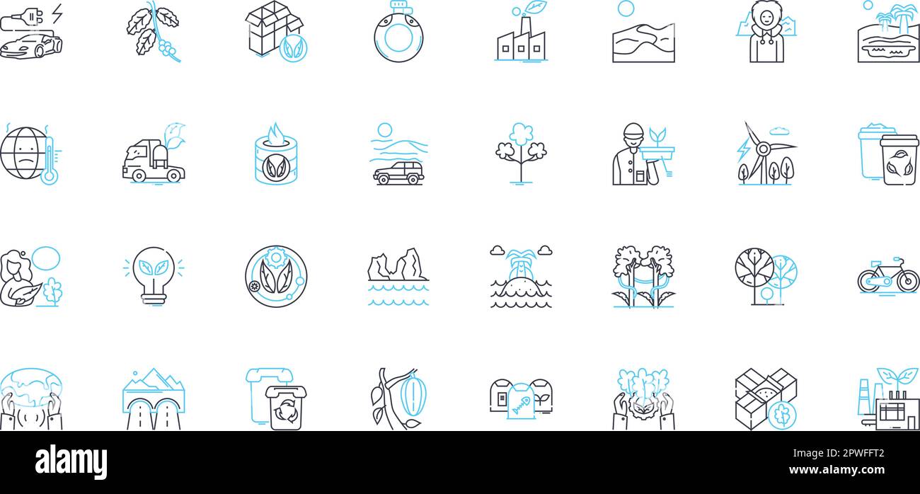 Sustainable linear icons set. Renewable, Ecofriendly, Recyclable ...