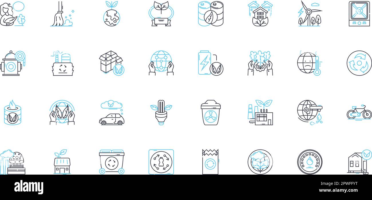 Ecology Linear Icons Set Sustainability Biodiversity Ecosystem