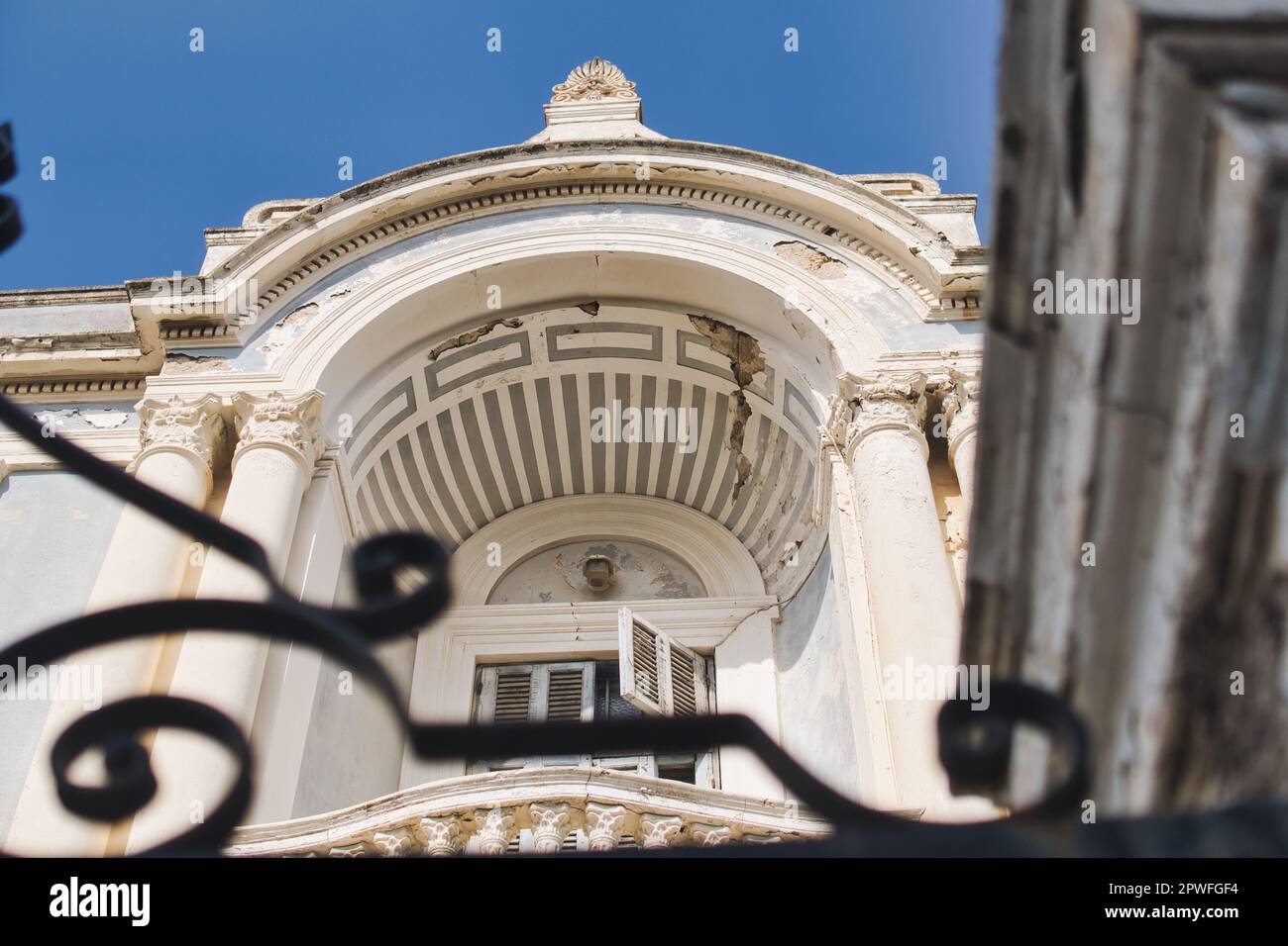 Detail of an abandoned palace with damaged walls Stock Photo - Alamy