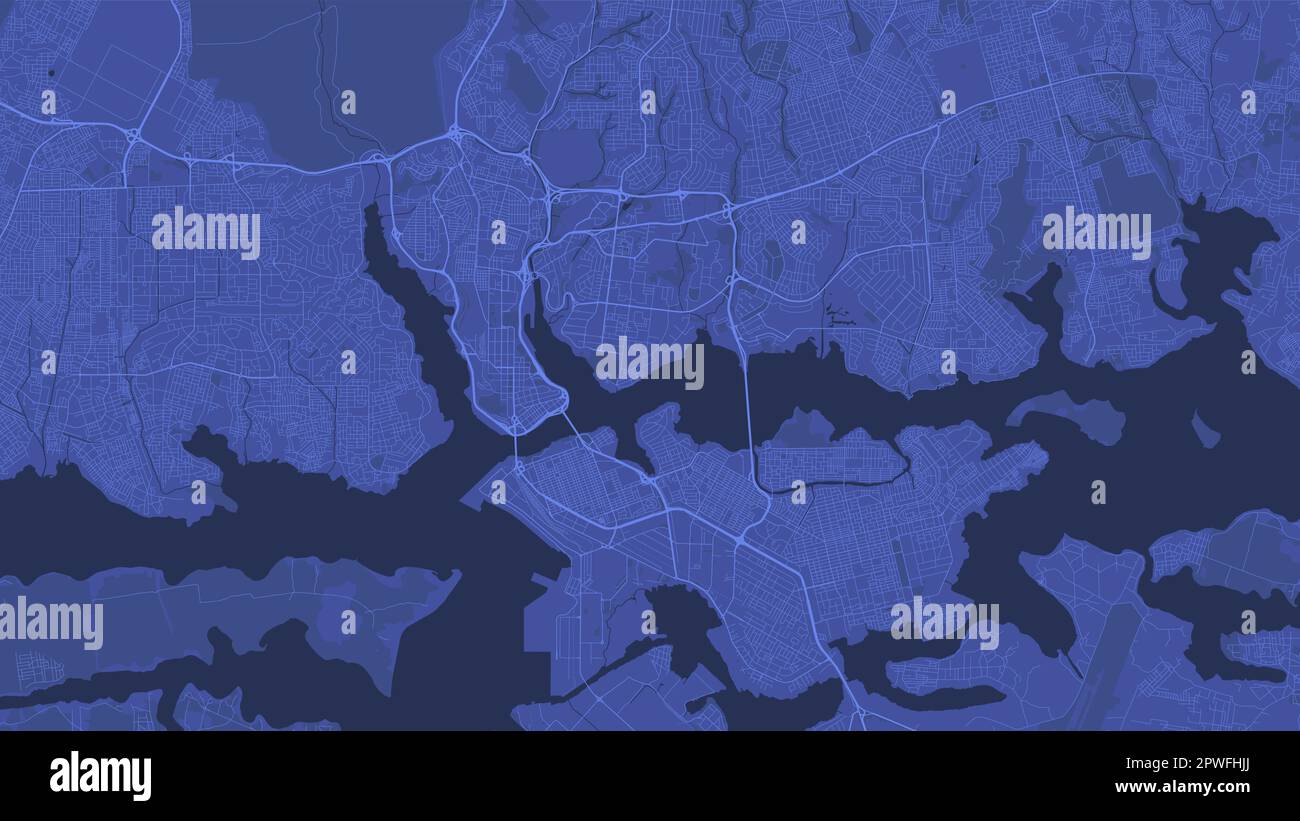 Blue Abidjan map, Cote d'Ivoire, detailed municipality map, skyline ...