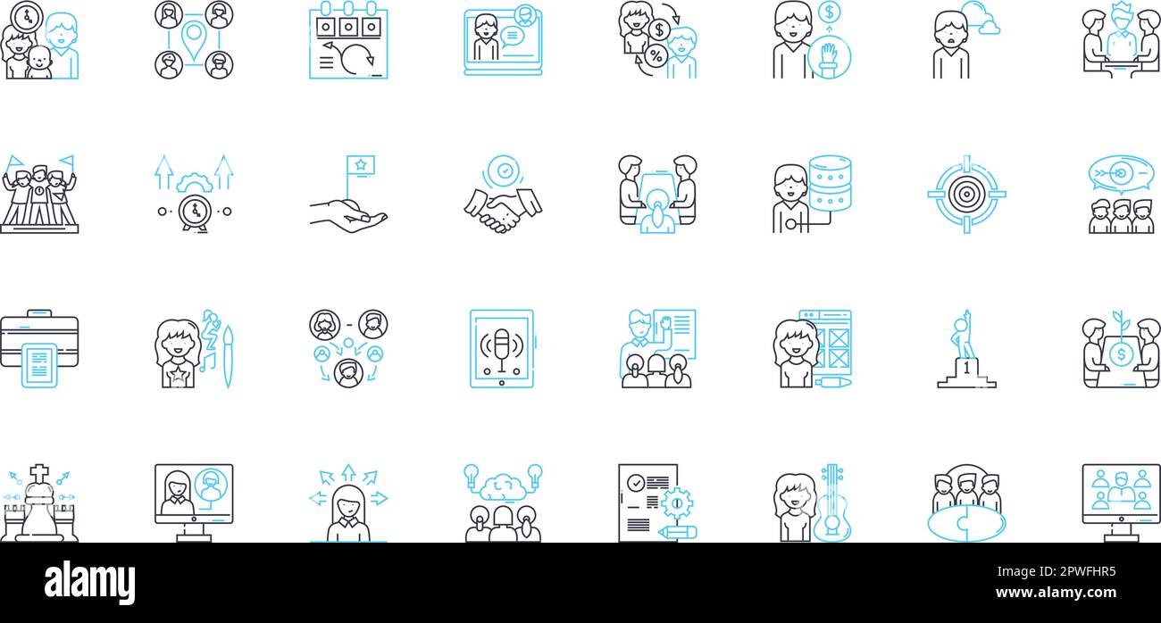 Boardroom conference linear icons set. Discussion, Strategy, Decision ...