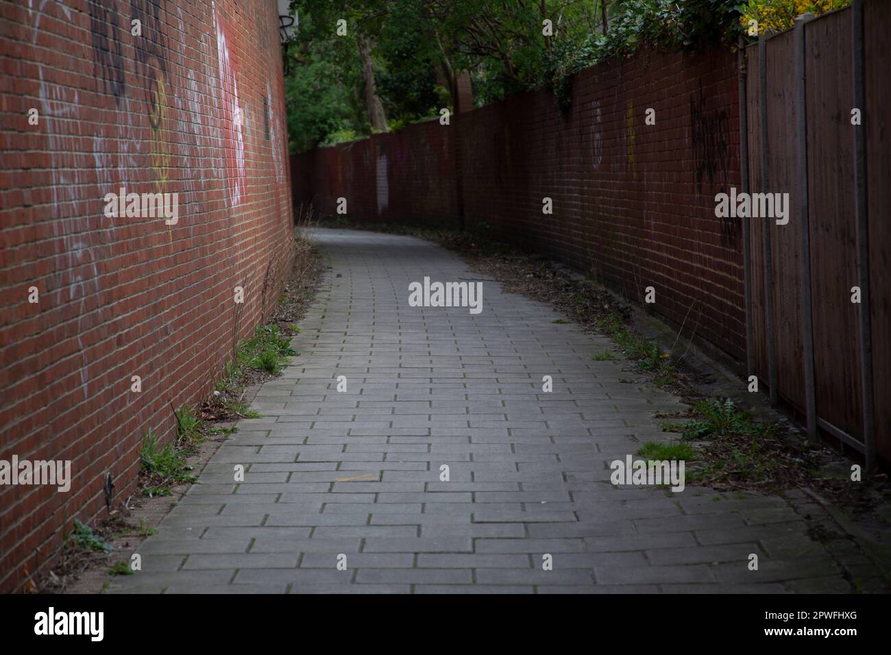 Narrow pedestrian alley, Chiswick, West London, UK Stock Photo - Alamy