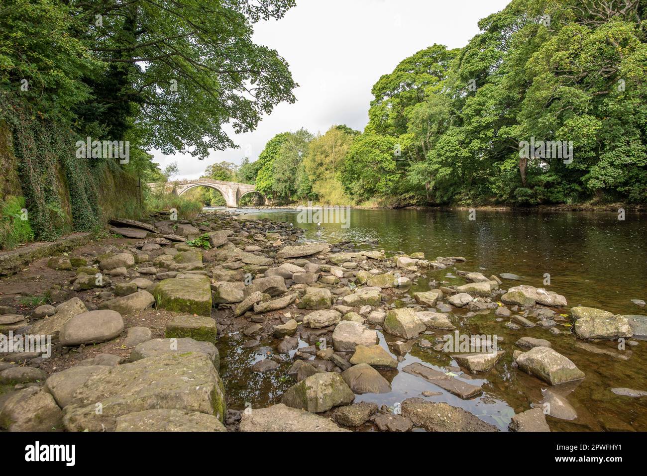 River Wharfe Ilkley West Yorkshire Ilkley's oldest Bridge Packhorse ...