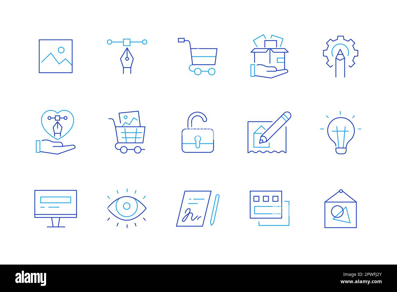 Web Development - set of modern line design style icons Stock Vector ...