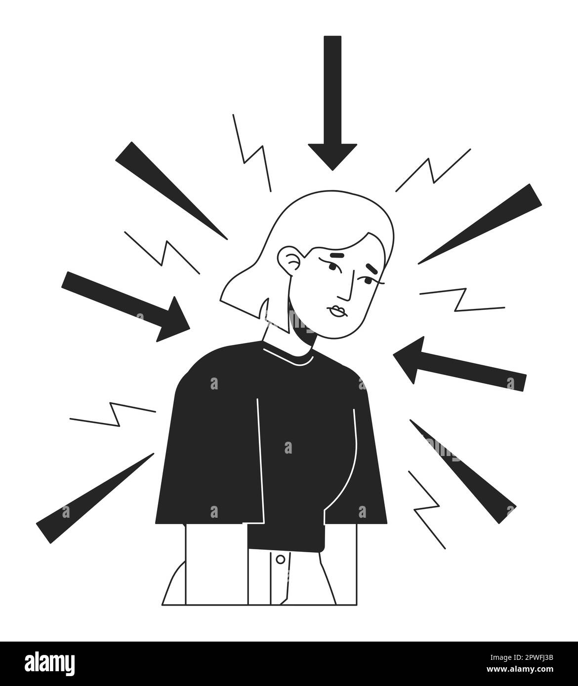 Overthinking disorder bw concept vector spot illustration Stock Vector ...