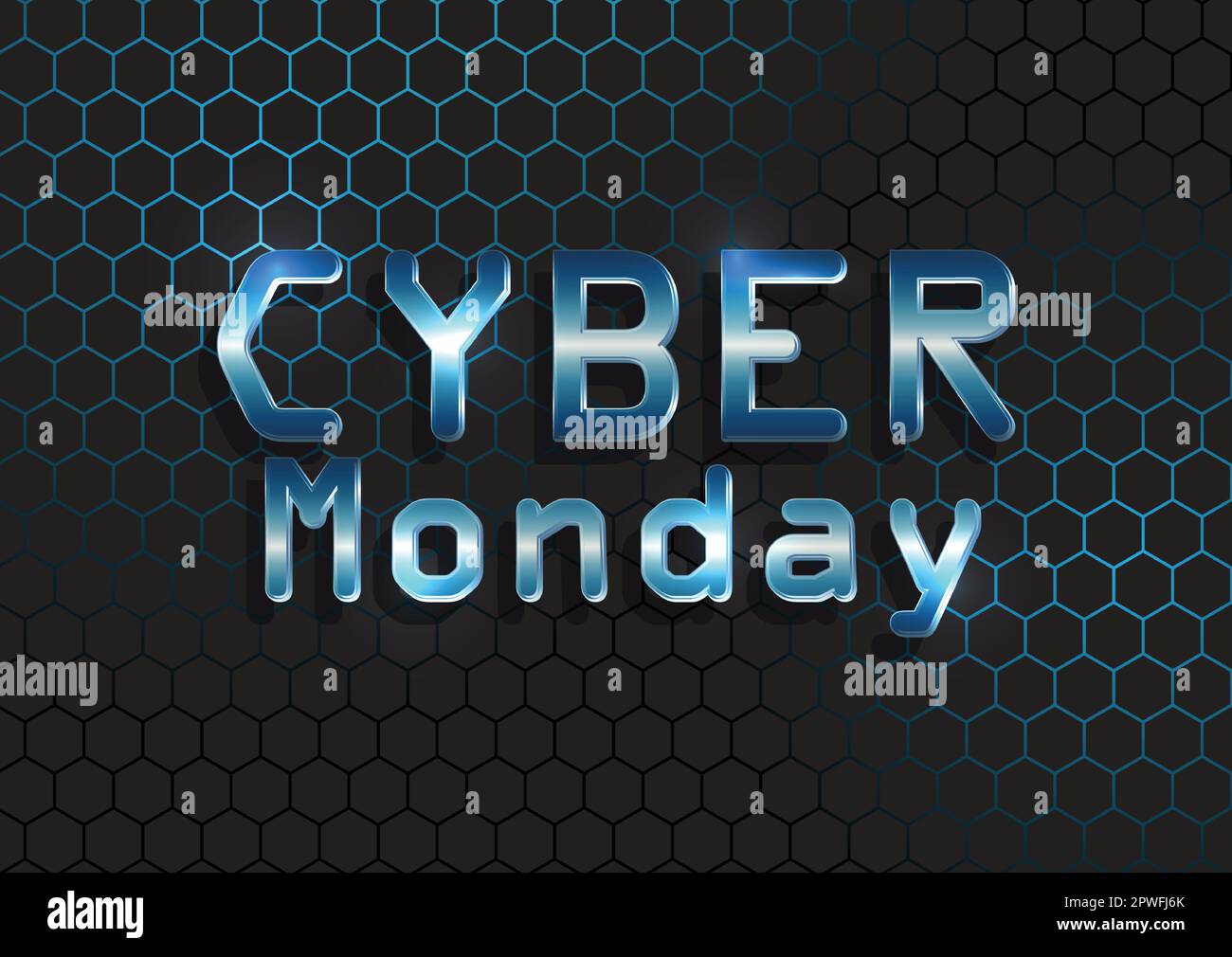 Cyber Monday background with metallic text on a hexagonal pattern Stock ...