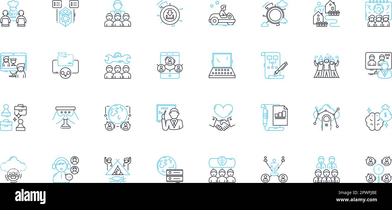 Group Alliance Linear Icons Set Collaboration Unity Teamwork