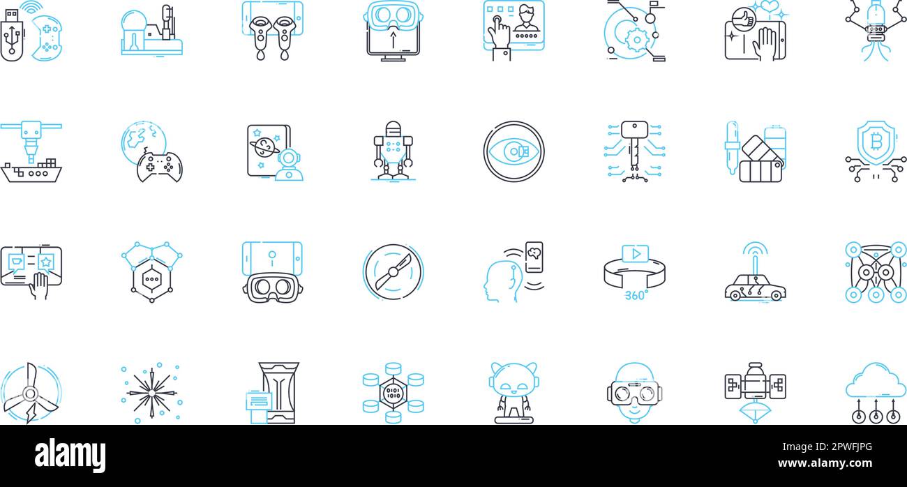 Graphic elements linear icons set. Color, Typography, Composition ...