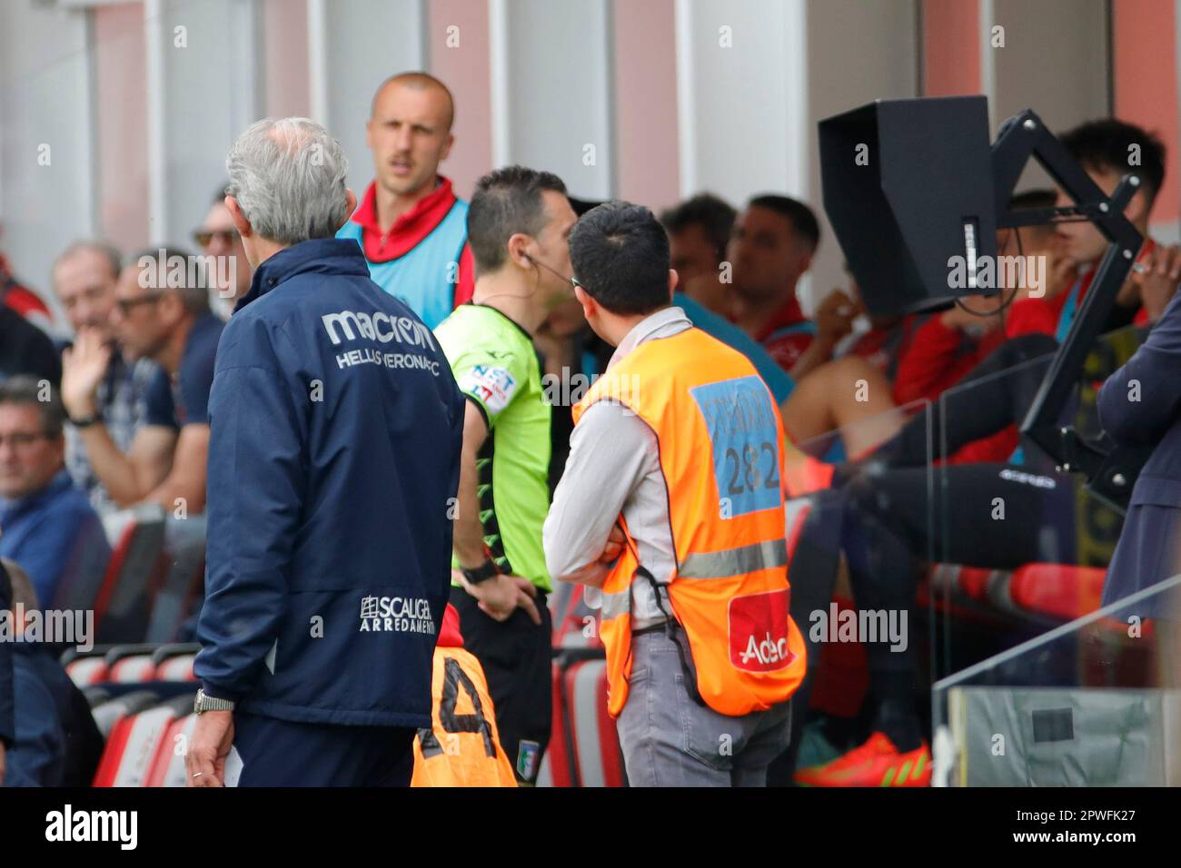 Referee daniele doveri while consulting the var system hi-res stock ...