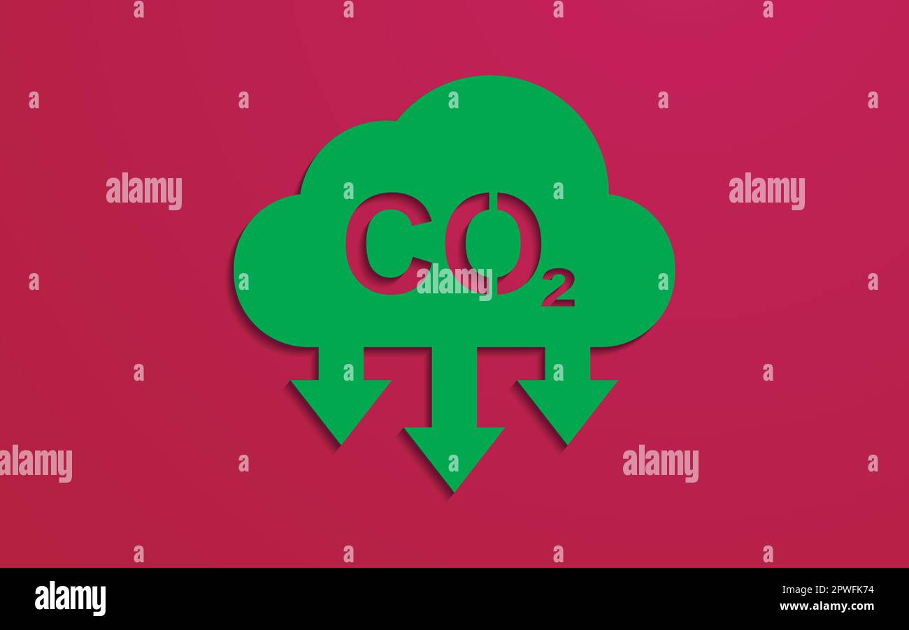 Cloud with cut paper CO2 emission reduction symbol. Reducing CO2 ...