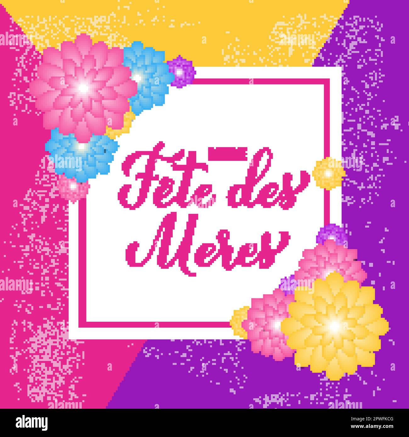 Bonne Fete des Meres. Happy Mothers Day in French. Floral greeting card ...