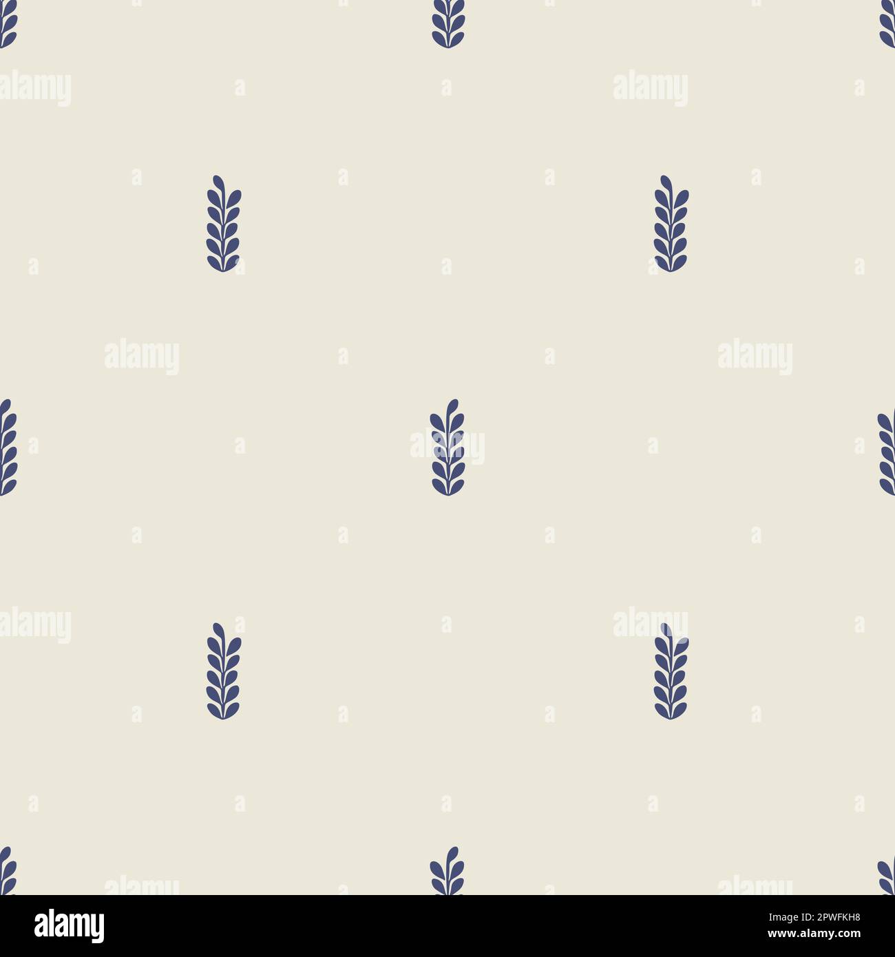 Quirky leaf sprig lino cut motif vector pattern. Seamless decoration of ...