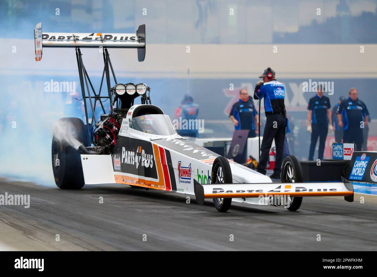 CONCORD, NC - APRIL 30: Clay Millican (51) NHRA Top Fuel Dragster warms ...