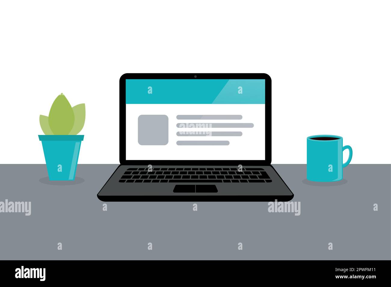 digital work place home office online via internet on computer Stock ...