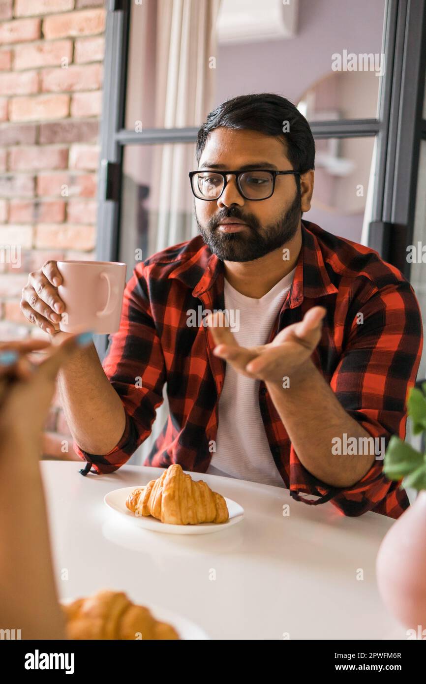 Head shot portrait smart confident smiling millennial indian man ...