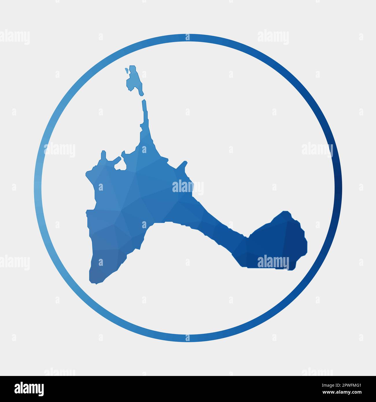 Formentera icon. Polygonal map of the island in gradient ring. Round ...