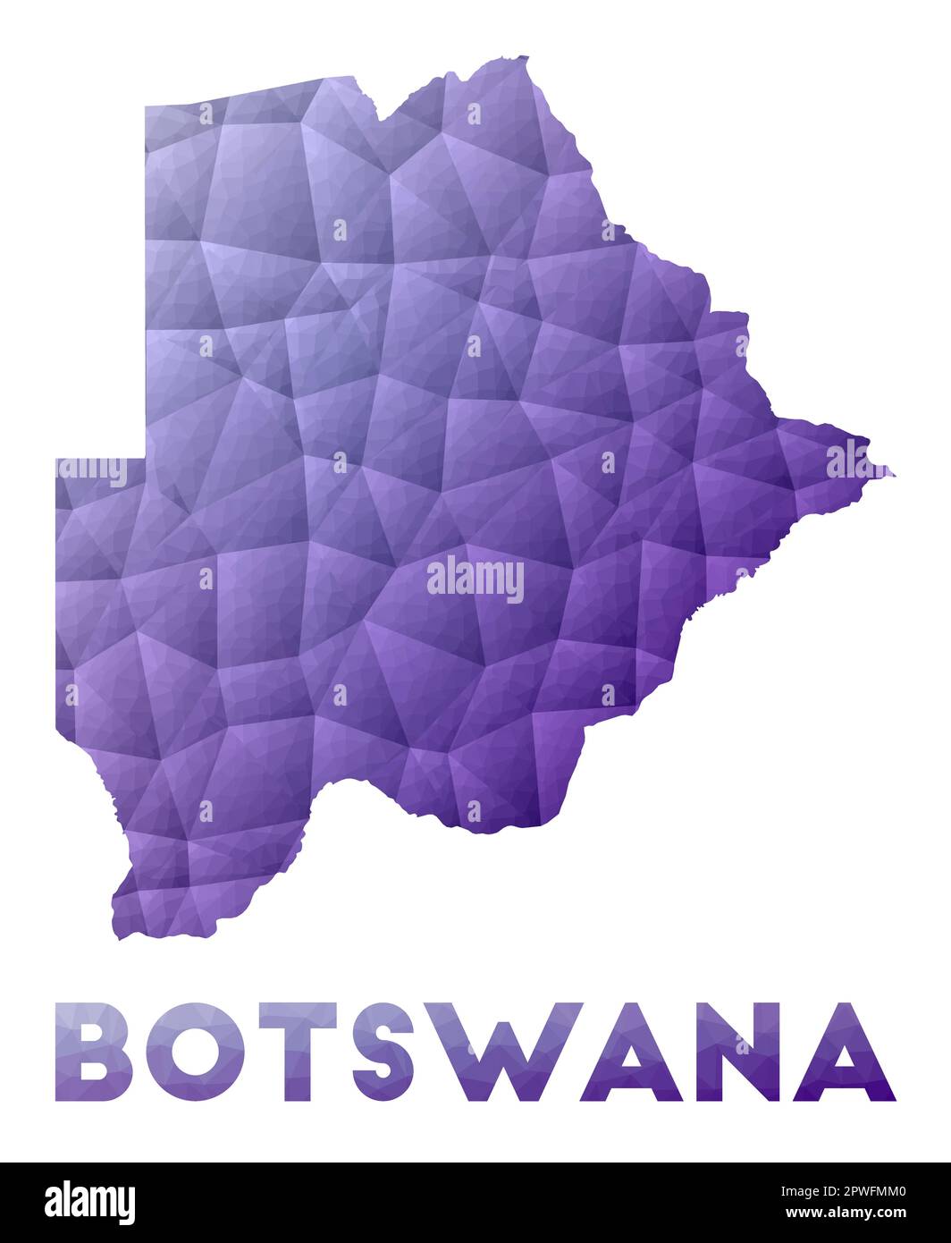 Map Of Botswana Low Poly Illustration Of The Country Purple Geometric Design Polygonal Vector