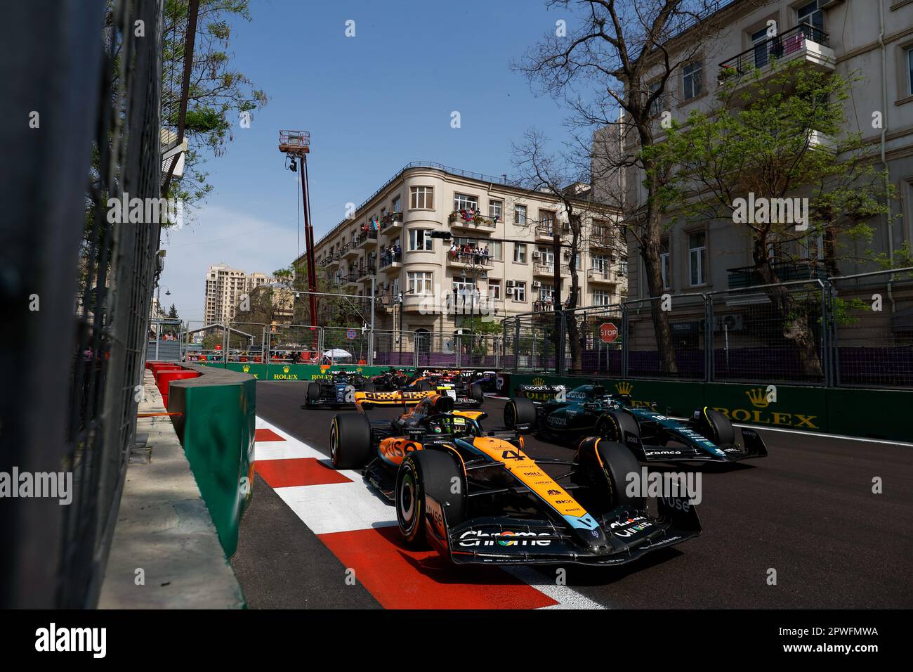 Baku, Azerbaijan. 30th Apr, 2023. 04 NORRIS Lando (gbr), McLaren F1 Team MCL60, action 18 STROLL ...