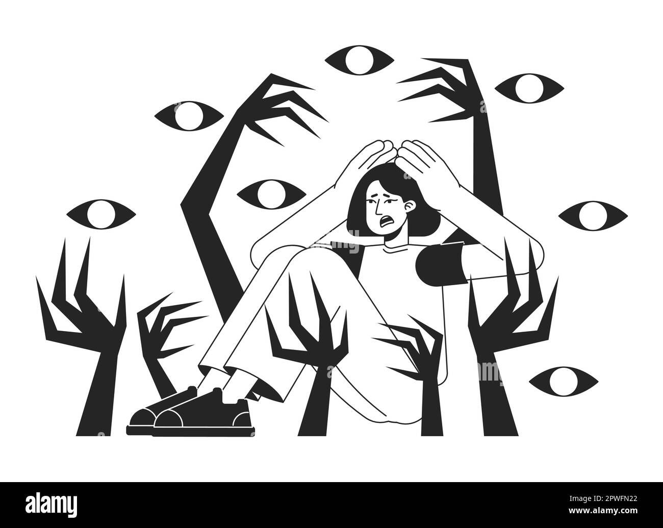 Psychosis Episode Bw Concept Vector Spot Illustration Stock Vector Image And Art Alamy