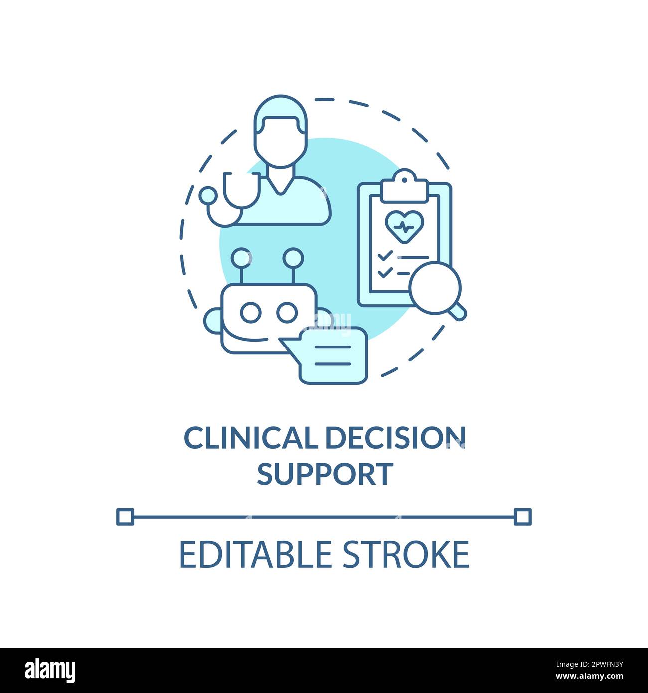 Clinical decision support turquoise concept icon. Technology of ...