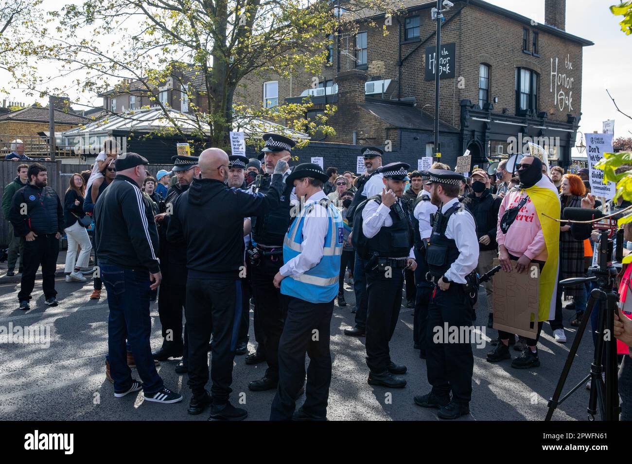 London, UK. 29th April, 2023. Three men are turned back by Metropolitan ...