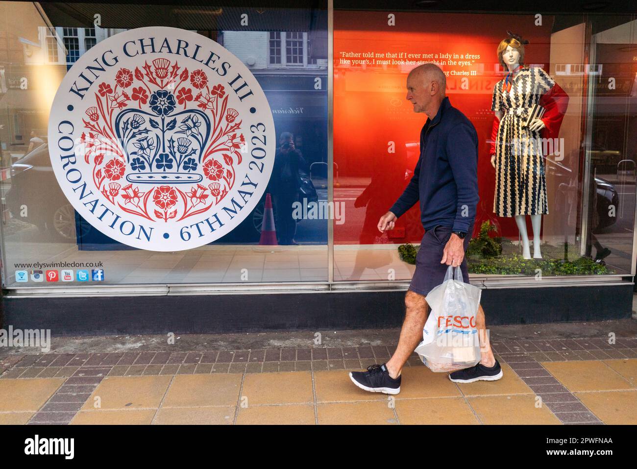 Wimbledon London UK. 30 April 2023. A pedestrian walks past King ...